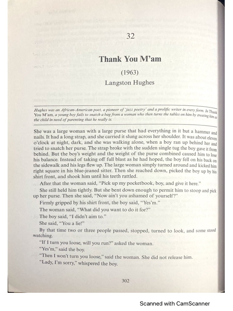 Thank You Ma'am PDF | PDF