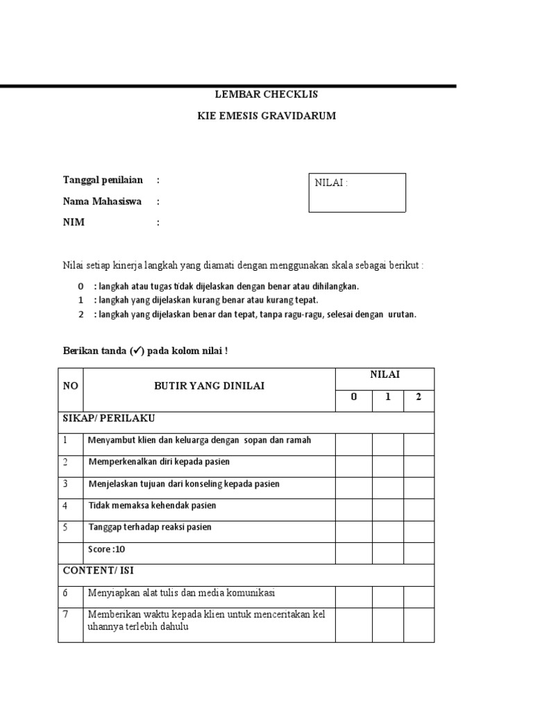 CHECKLIS Hiperemesis Gravidarum | PDF