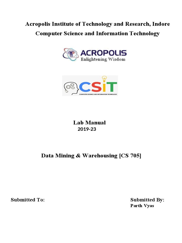 CS 705 DM Lab Manual - Final | PDF
