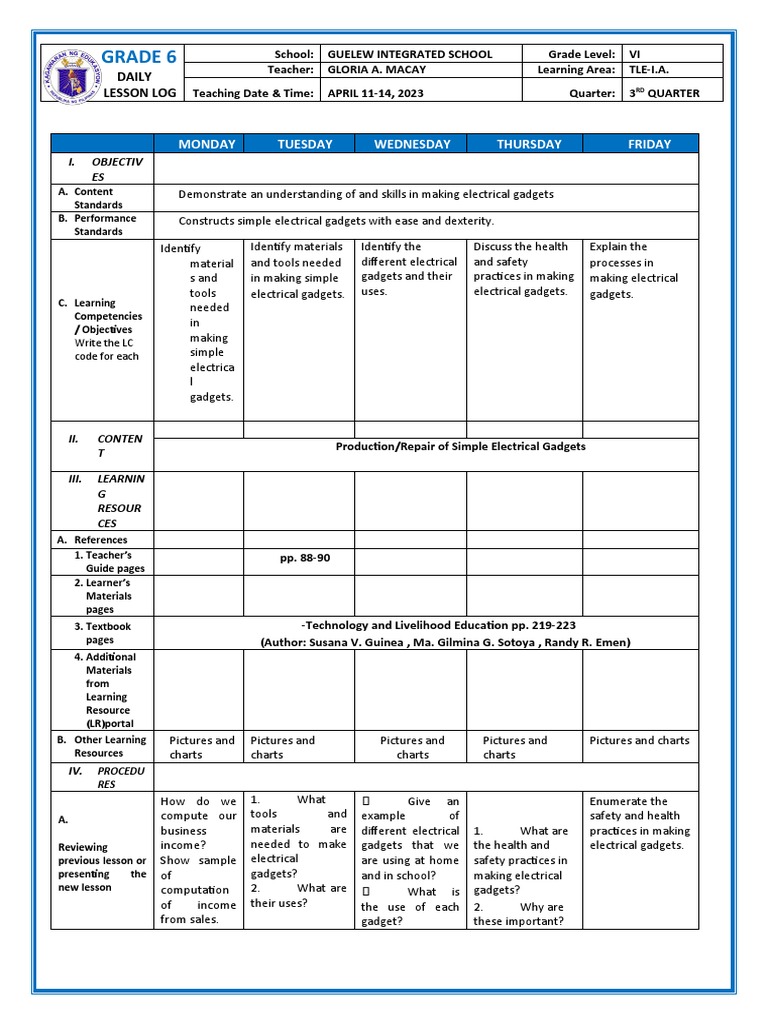 DLL Q3 W8 Tle6 | PDF
