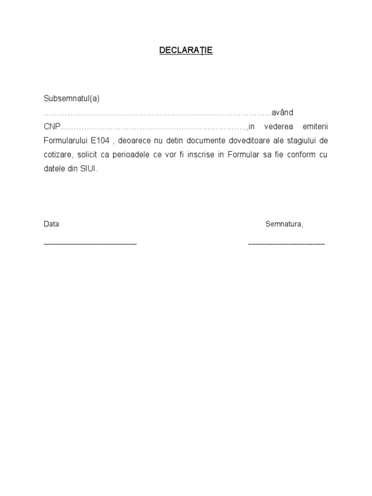 Declaratie 104 | PDF