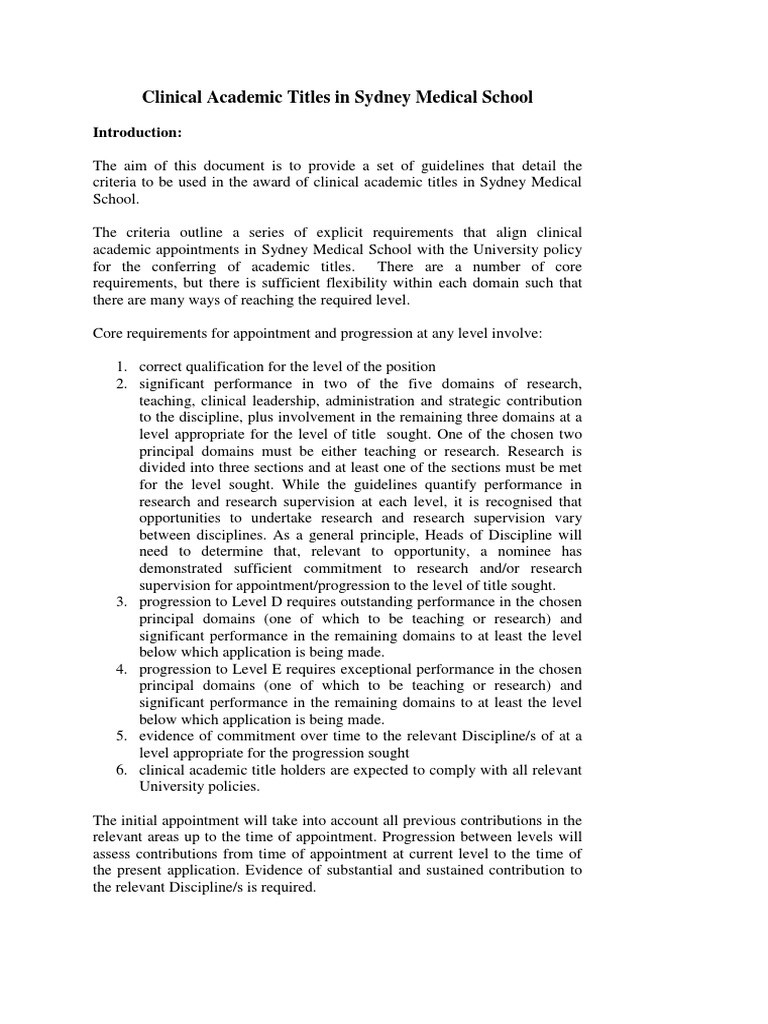 Westmead Clinical Academic Titles | PDF