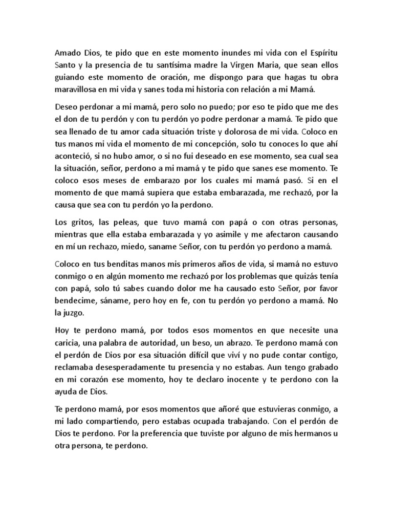 Oracion de Perdon Mamá | PDF | Oración | Perdón