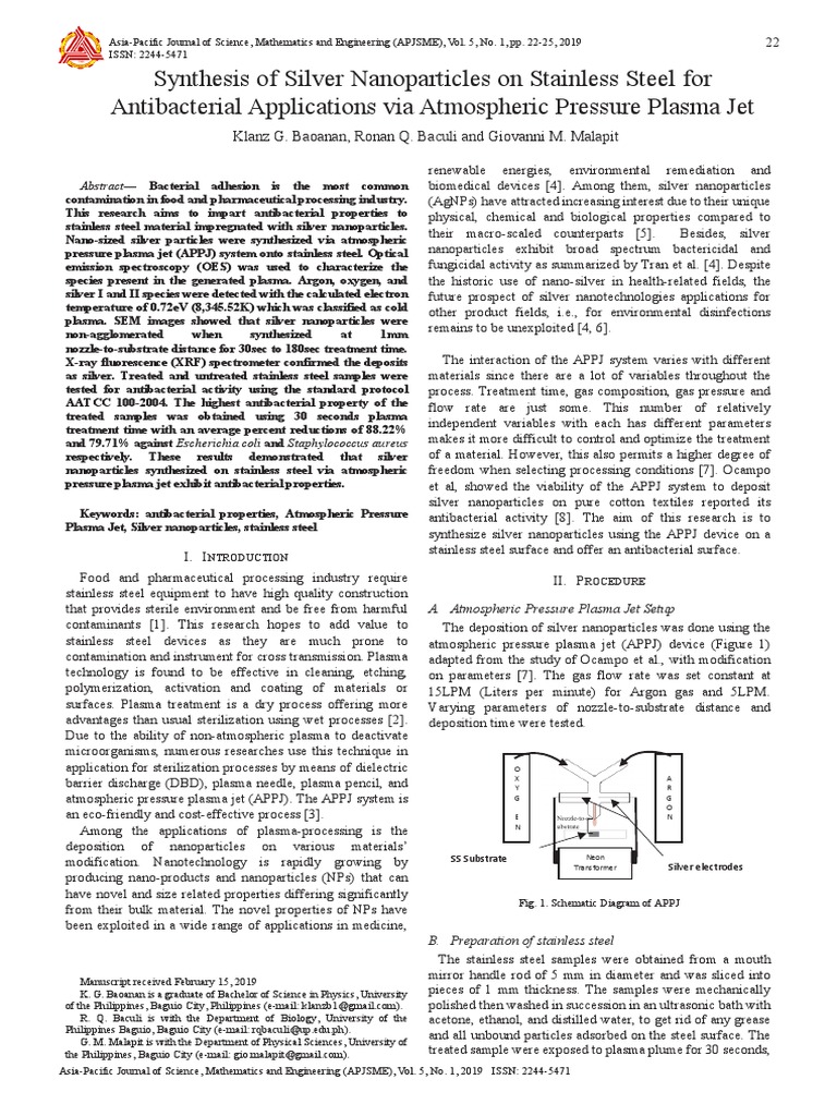 Baoanan Et Al. Synthesis of Silver Nanoparticles On Stainless Steel PDF | PDF | Nanoparticle ...