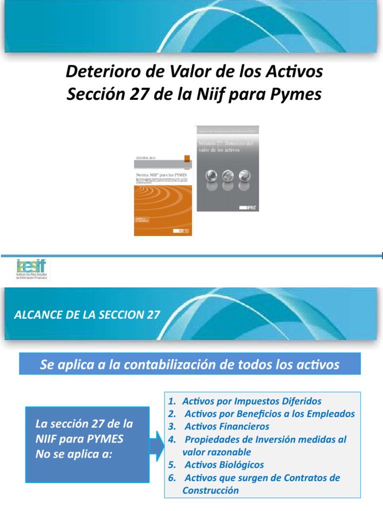Deterioro de activos según la Sección 27 de la NIIF para Pymes | PDF ...