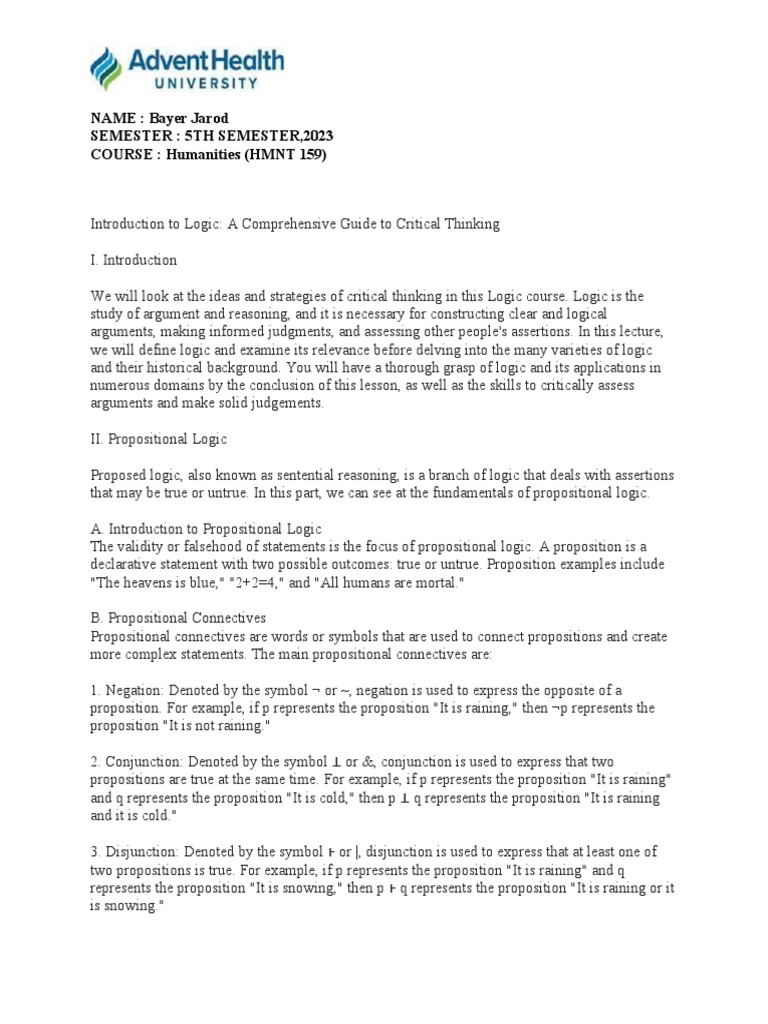 Introduction To Logic | PDF | Logic | Deductive Reasoning