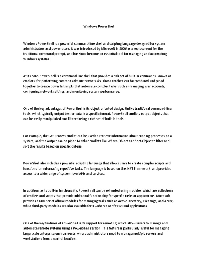 Windows Powershell | Download Free PDF | Command Line Interface | Information Technology