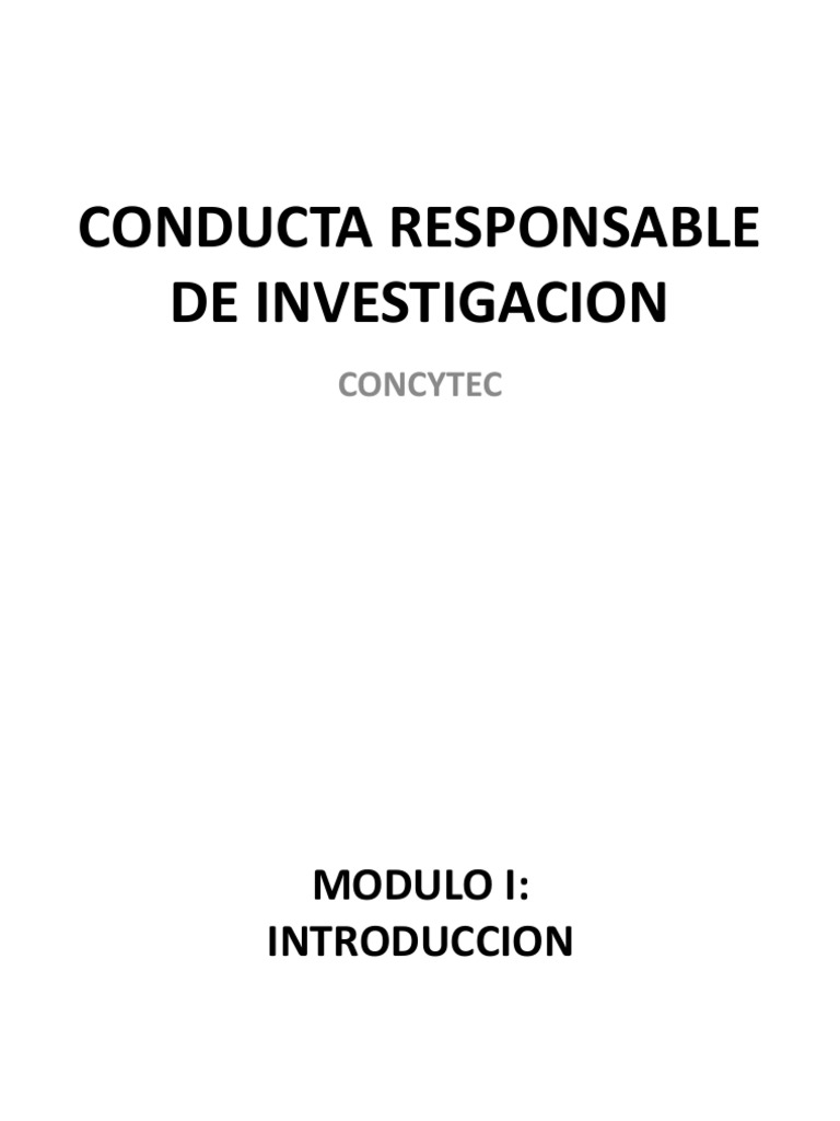 Conducta Responsable de Investigacion PDF | PDF