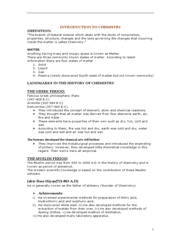 Class 9 Chemistry Notes: Chapter 1 Overview | PDF