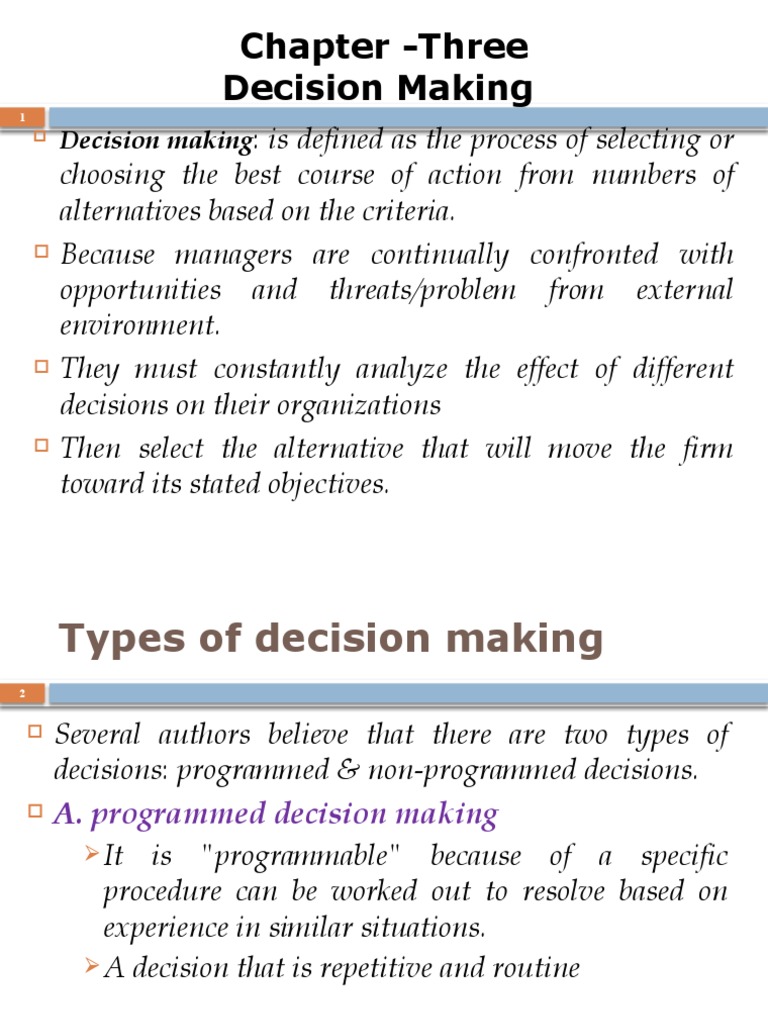 CH - 3 Decision Making | PDF