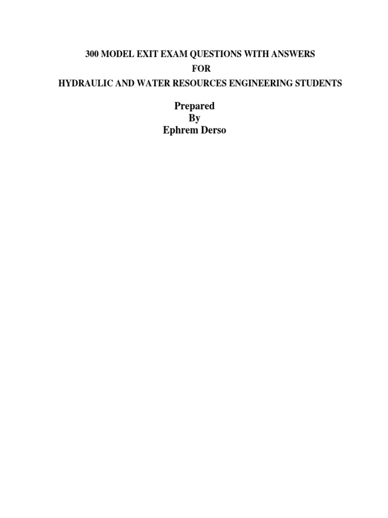Model Exit Exam For Hydraulic and Water Resources Engineering Students ...
