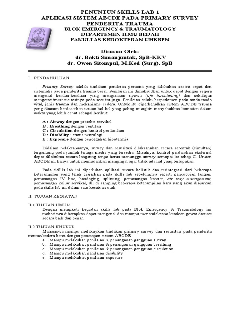 Skills Lab 1-Sistem ABCDE | PDF | Kesehatan Holistik | Teknologi & Rekayasa