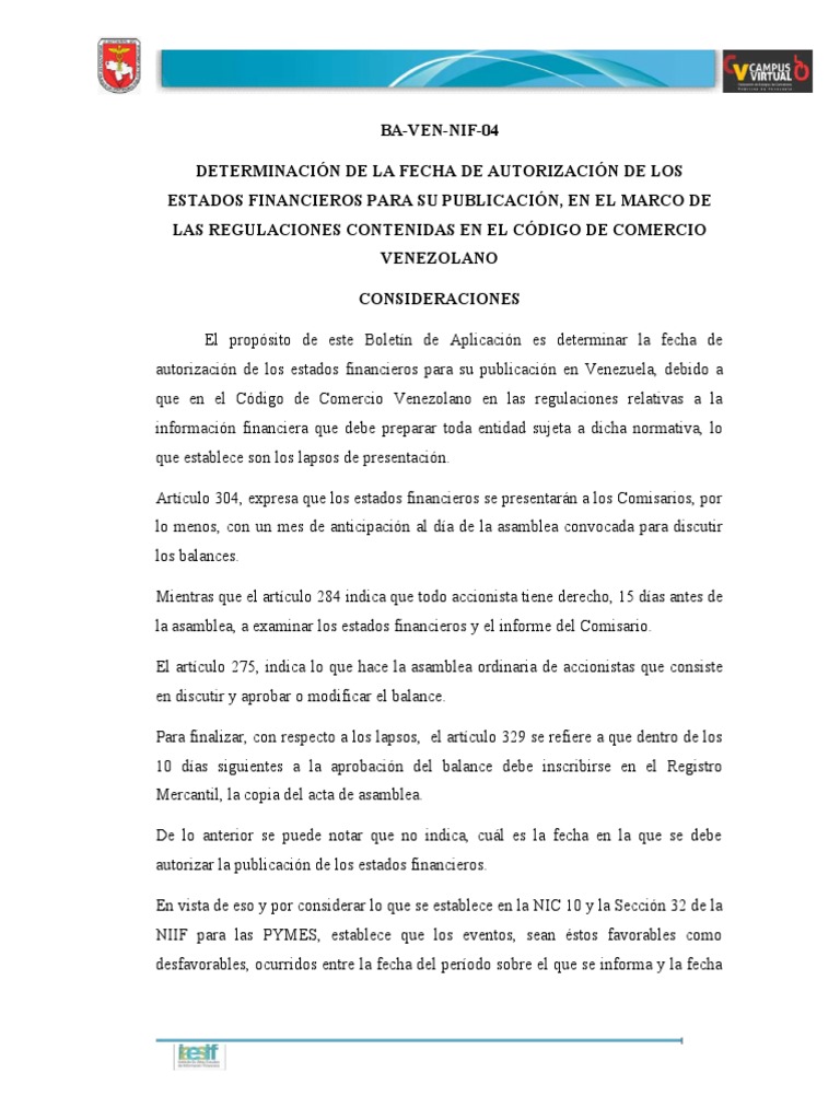 BA-VEN-NIF-04 CONSIDERACIONES.docx | PDF