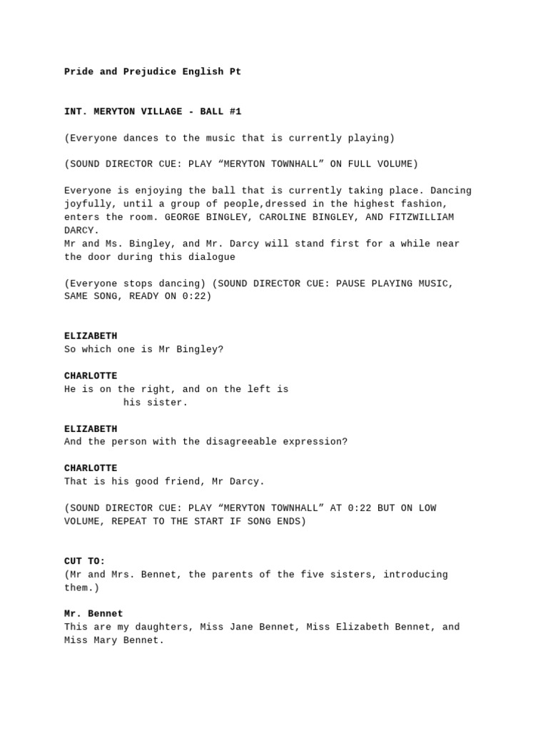 Pride and Prejudice Ball Scene | PDF