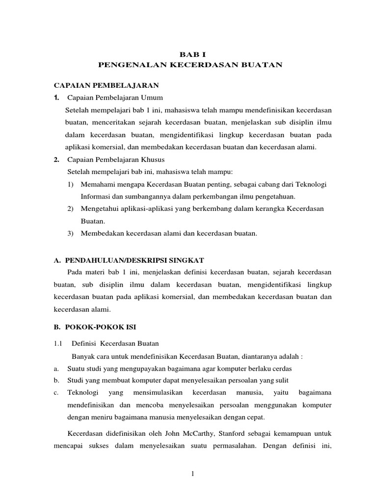 Lec - 1 - Pengenalan Kecerdasan Buatan PDF | PDF