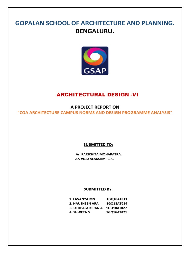 Council of Architecture Norms and Design Requirement List. | PDF