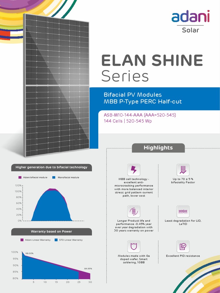 ELAN SHINE - 144 HC - MBB - P-Type PERC-182X182 - 2266X1135 - G2B | PDF