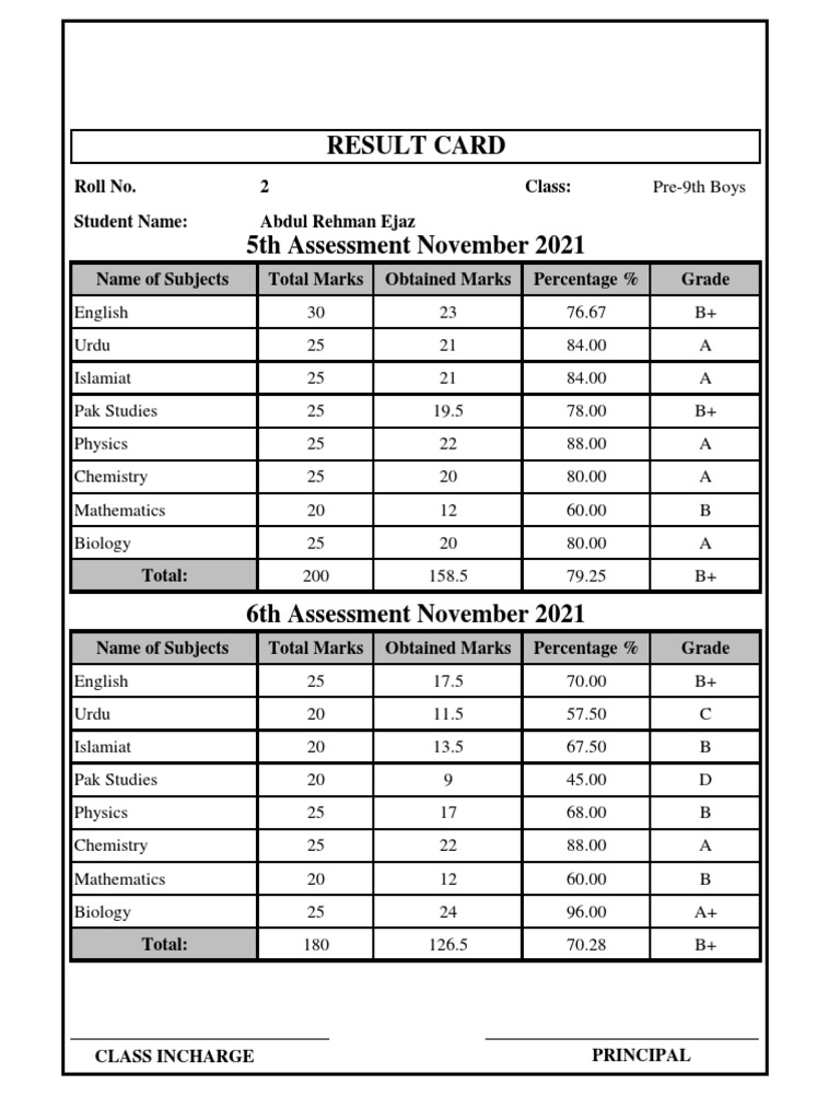 Progress Report Format With Result Card PDF | PDF