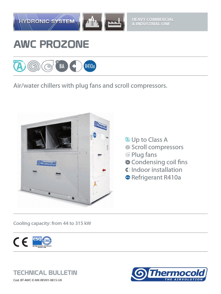 Thermocold AWC PROZONE Tech PDF | PDF | Heat Exchanger | Physical Sciences