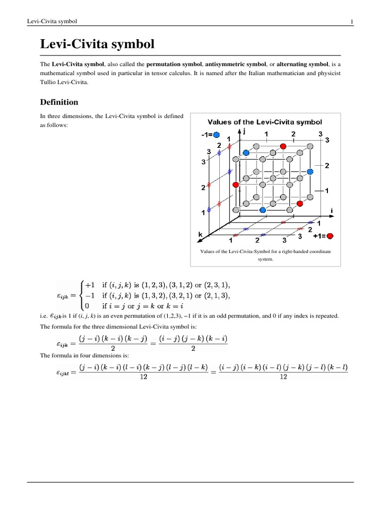 Levi Civita Symbol | PDF | Tensor | Mathematical Analysis Levi Civita Symbol | PDF | Tensor | Mathematical Analysis