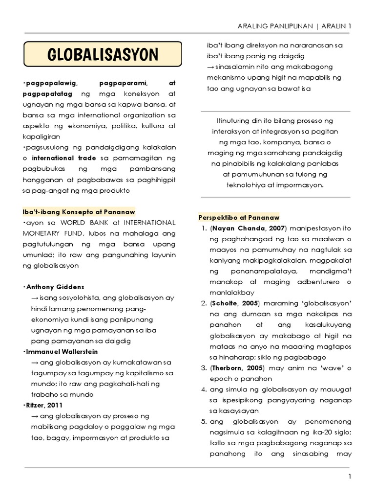 Ap 10 Q2 Aralin 1 | PDF