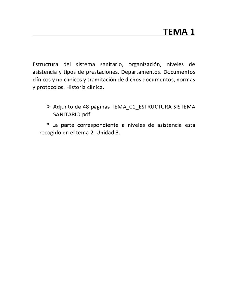 Tema 01 Estructura Sistema Sanitario | PDF