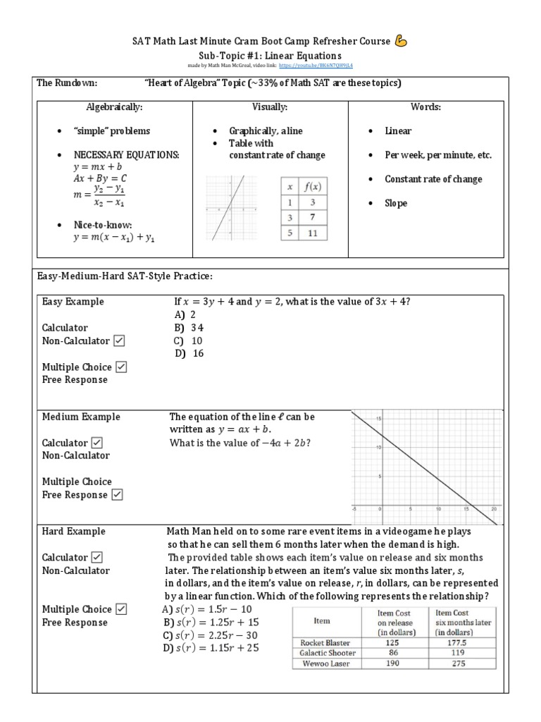 SAT Math Last Minute Cram Boot Camp ?.pdf | PDF | Triangle | Inequality ...