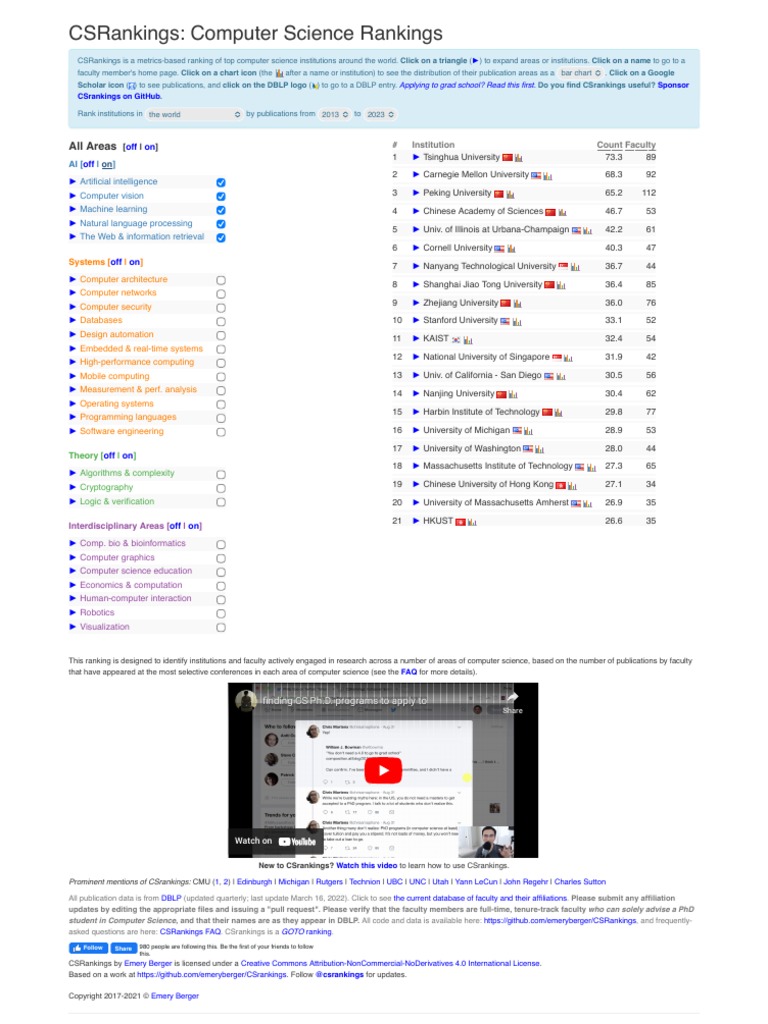 CSRankings Computer Science Rankings PDF | PDF | Computer Science ...