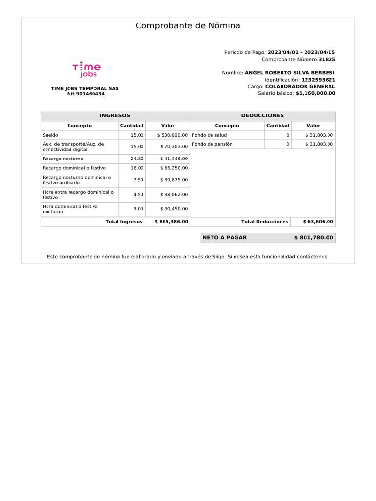 Comprobante de Nomina 1232593621 PDF | PDF