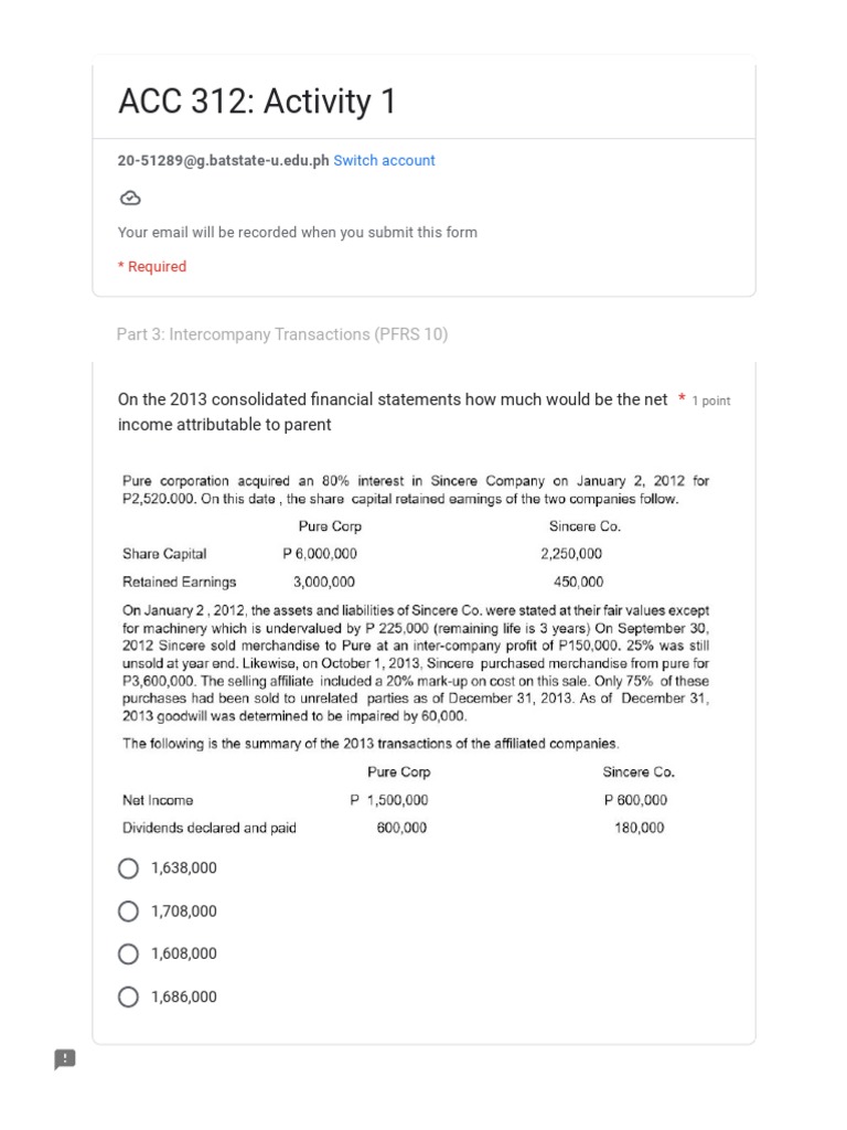 ACC 312 - Activity 1 3 PDF | PDF