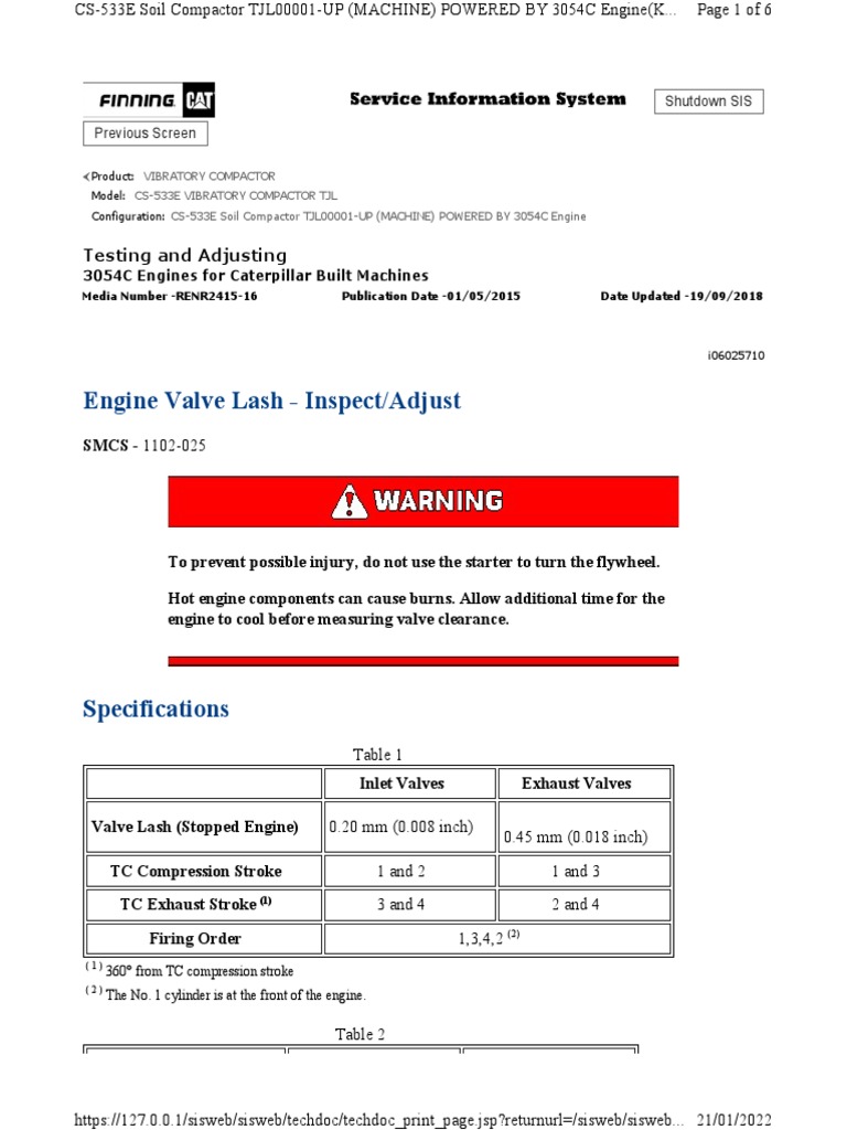 Setting Valve Lash PDF | PDF | Machines | Engines