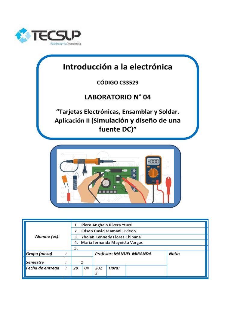 Lab04 - Simulación de Una Fuente DC - 2023 | PDF | Fuente de alimentación | Rectificador