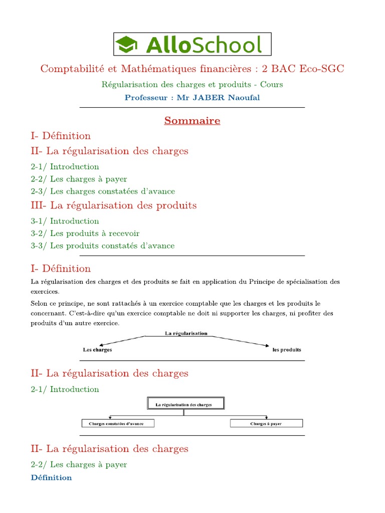 Regularisation Des Charges Et Produits Cours | PDF