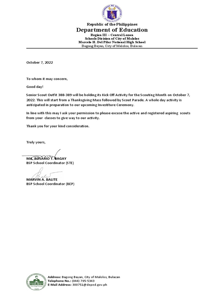 BSP Excuse Letter | PDF