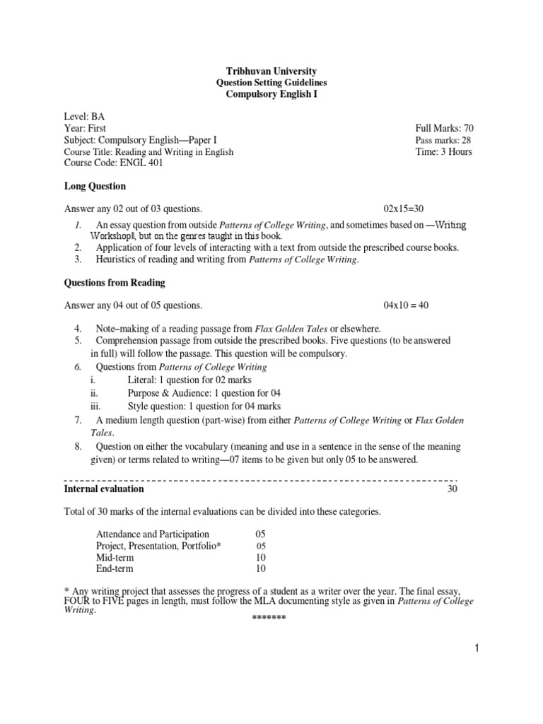 BA First Year Model Question Com English ENGL 401 PDF | PDF | Jesus ...