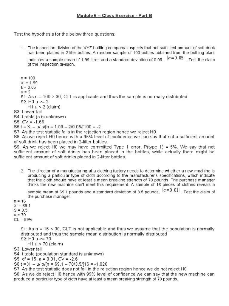 T-Distribution Hypothesis Testing Guide | PDF