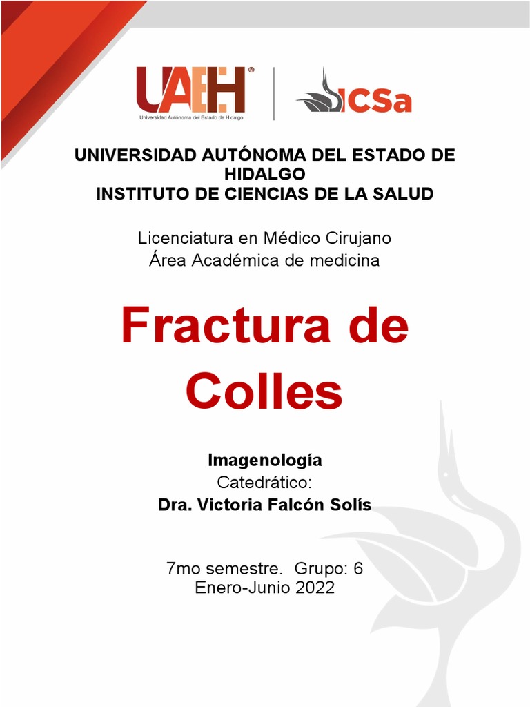 Fractura de Colles | PDF | Mano | Articulación