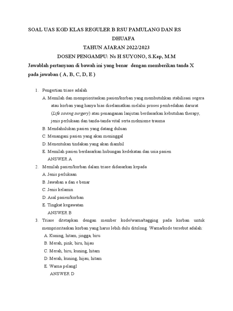 Soal Uas Gadar 60 Ok | PDF