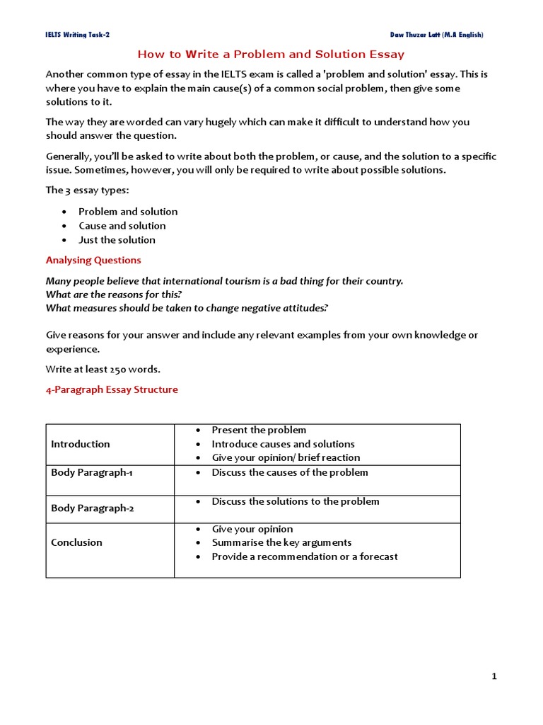 Week 4 Writing Task 2 - How To Write A Problem Solution Essay PDF | PDF Week 4 Writing Task 2 - How To Write A Problem Solution Essay PDF | PDF
