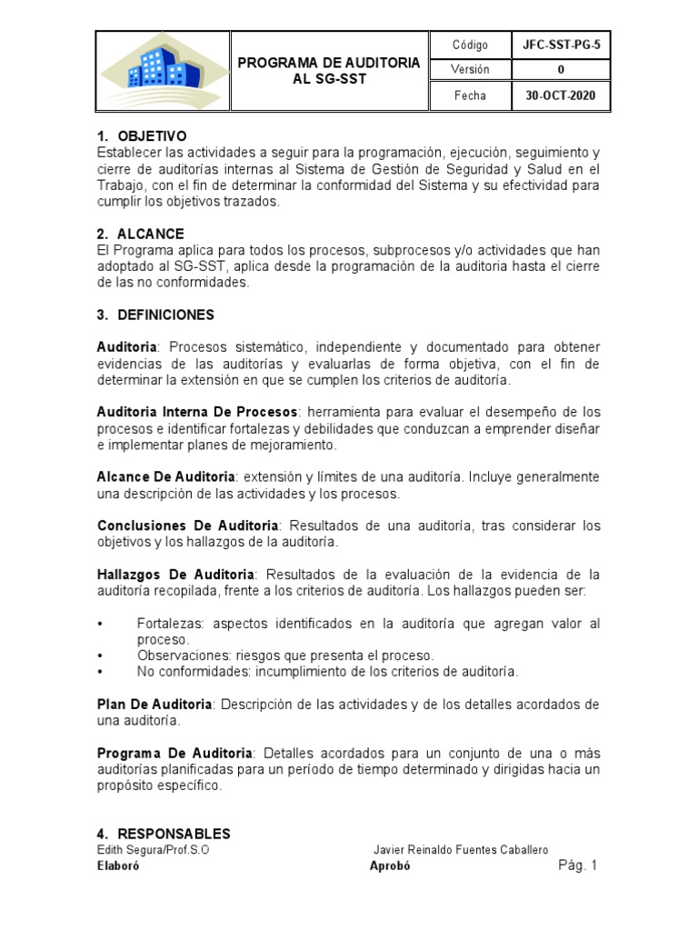 Procedimiento de Auditoria Al SST | PDF | Auditoría | Contralor Procedimiento de Auditoria Al SST | PDF | Auditoría | Contralor