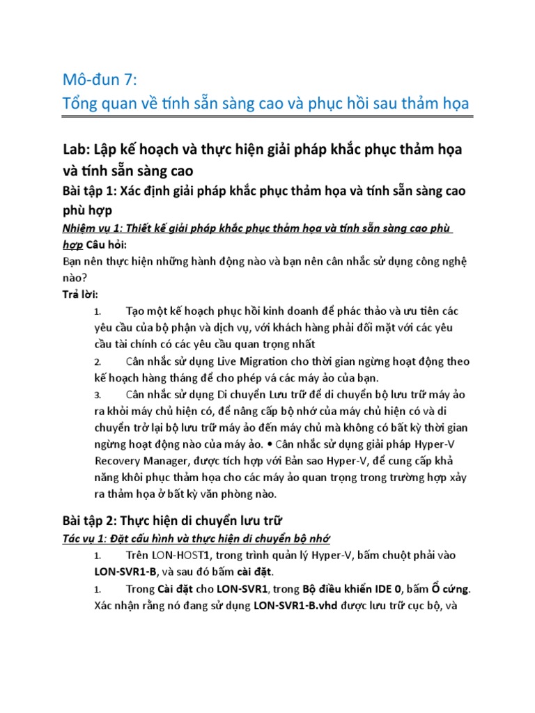 07 Overview of High Availability and Disaster Recovery | PDF