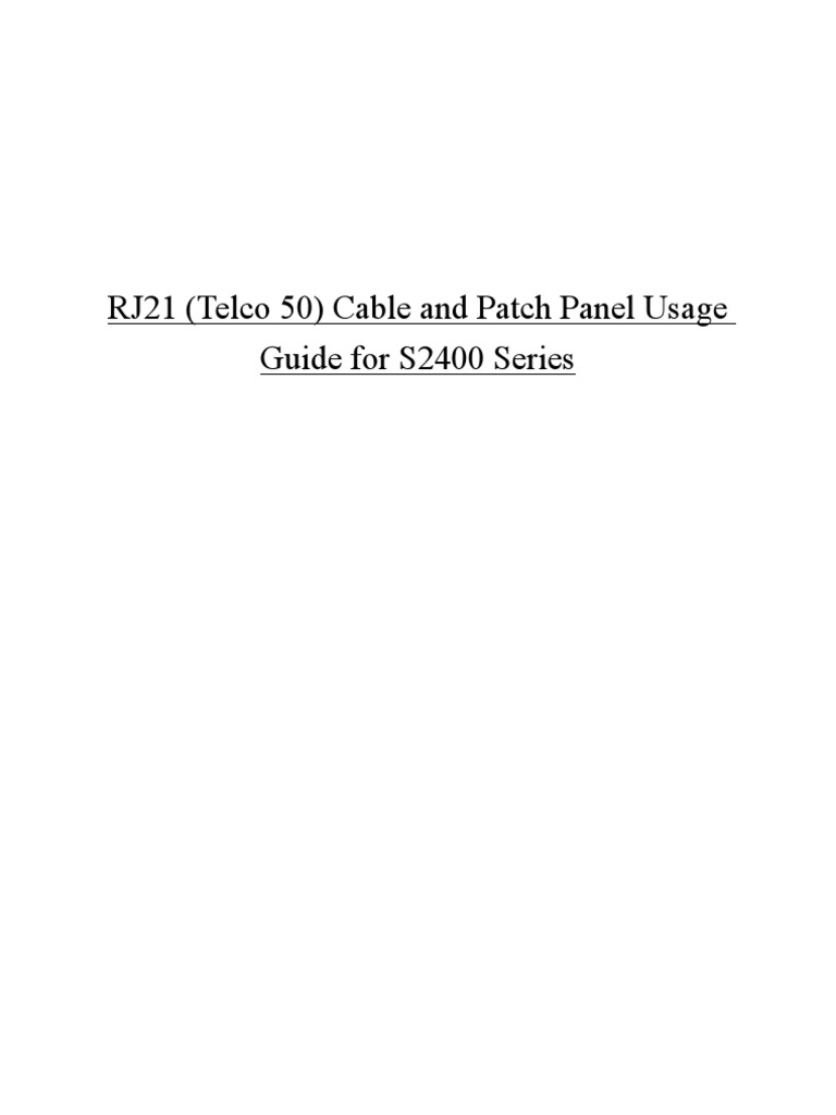 Rj21 Telco 50 Cable and Patch Panel Usage Guide | PDF | Electronics ...