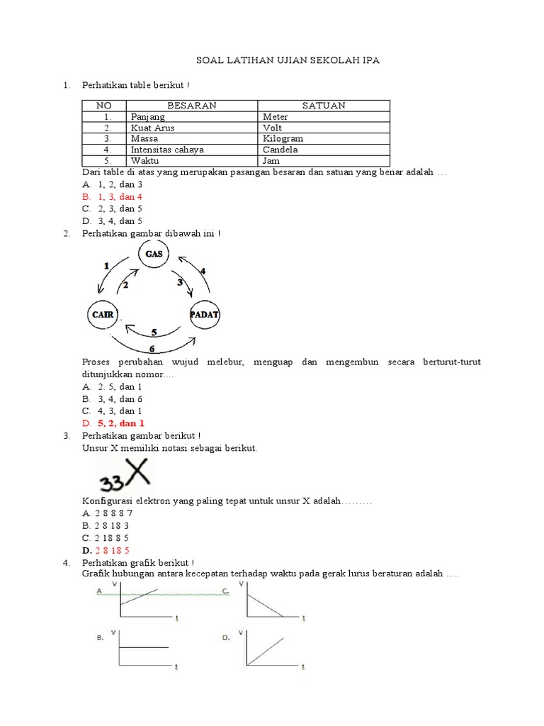 Soal Latihan Ujian Sekolah Ipa 2023 | PDF