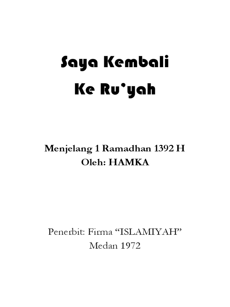 Saya Kembali Ke Rukyat - Hamka PDF | PDF