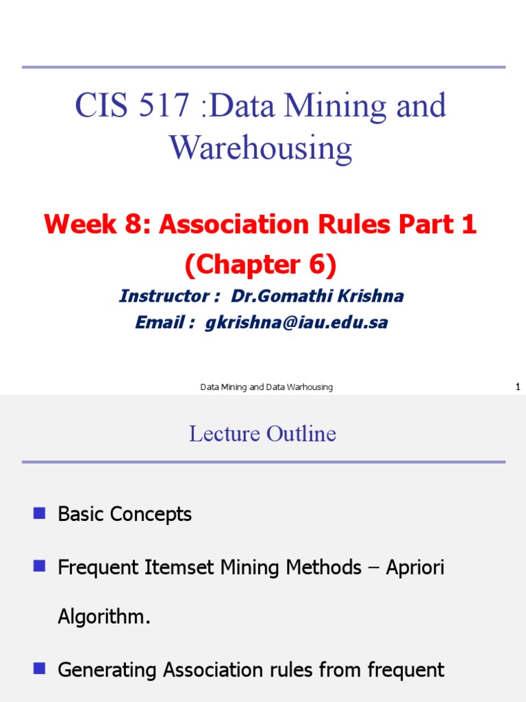 Data Mining: Association Rules Basics | PDF | Theoretical Computer Science | Statistics