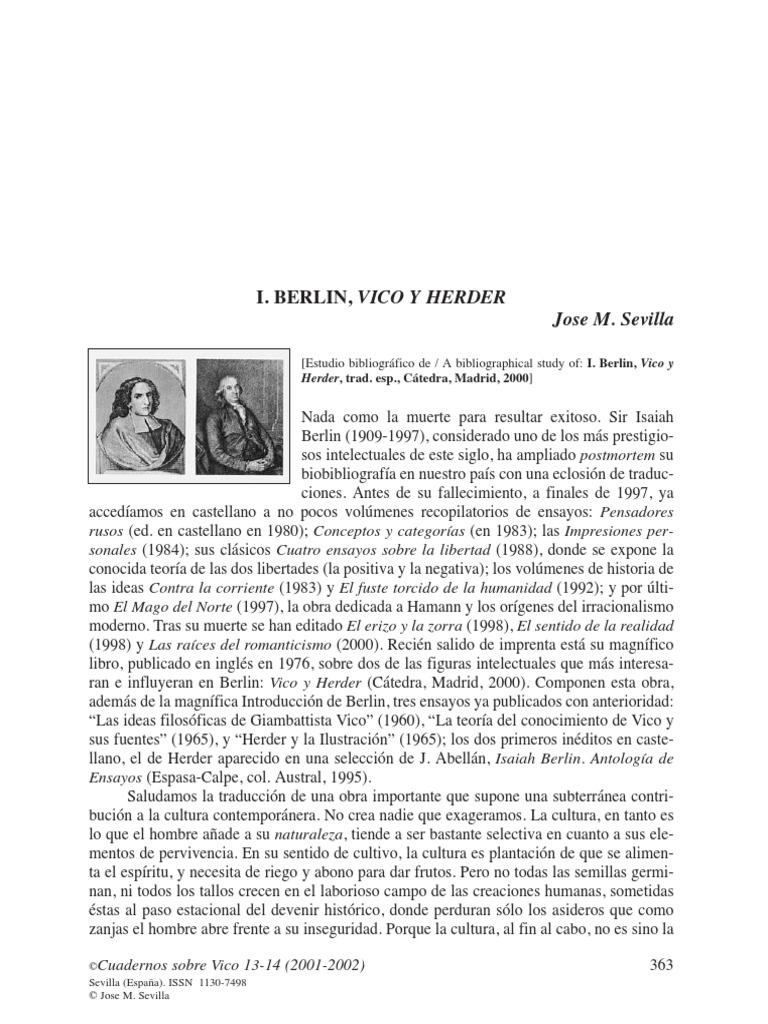 Berlin, Vico y Herder | PDF