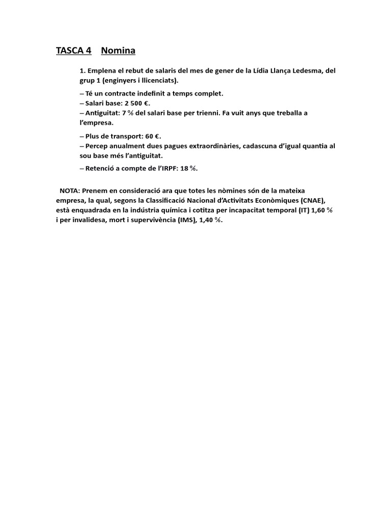 TASCA 4. Nòmina - Odt | PDF