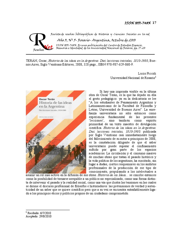 Reseña de "Historia de las Ideas" de Terán | PDF | Nación | Intelectual