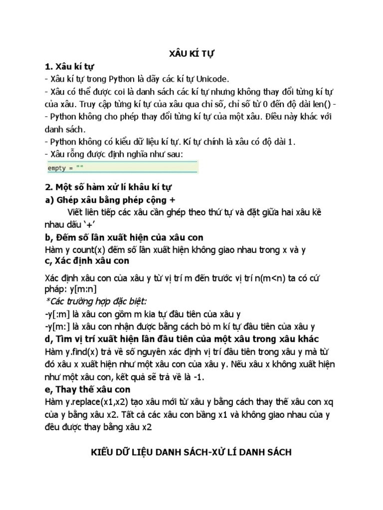 Xâu Kí Tự 1. Xâu kí tự: b, Đếm số lần xuất hiện của xâu con c, Xác định ...
