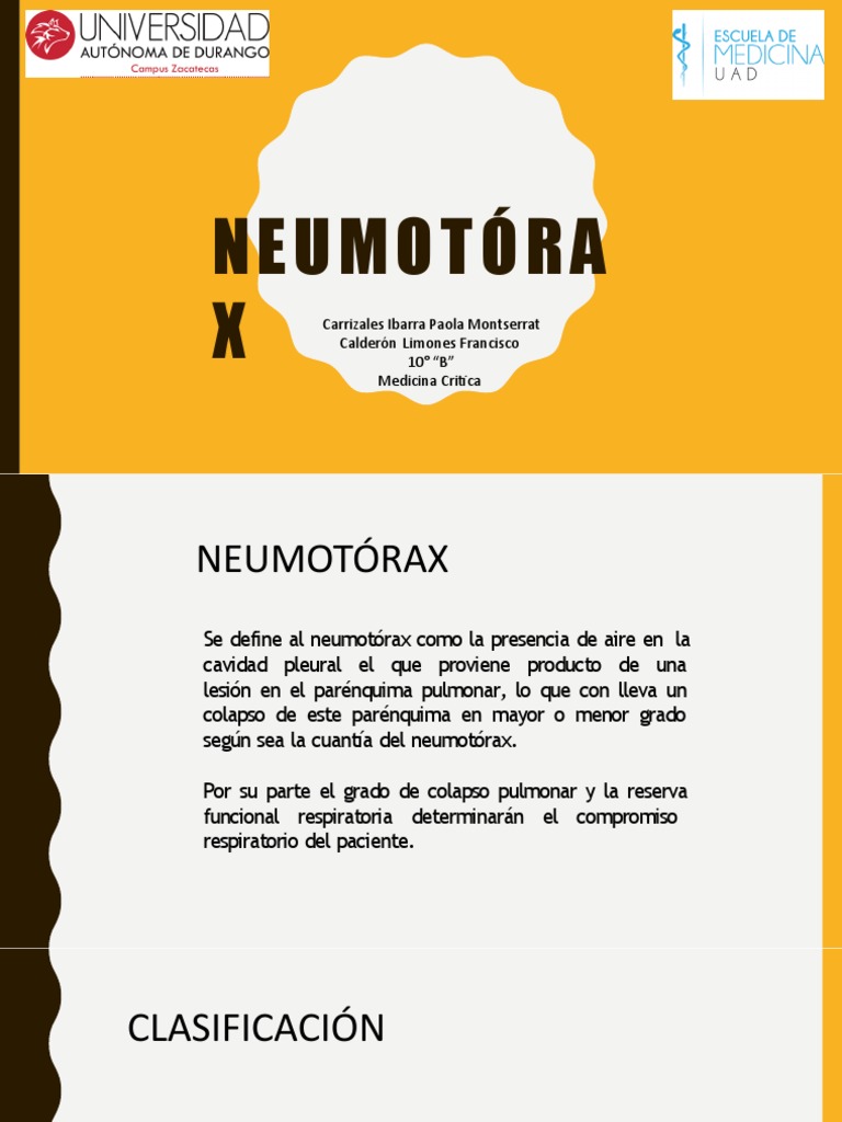 Clasificación y Grados de Neumotórax | PDF